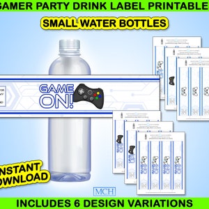 Gamer Party Drink Water Bottle Wrapper Labels, Video Game Party Gaming ...