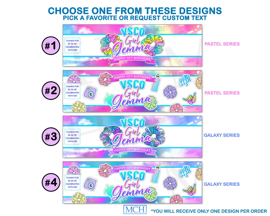 VSCO Girl Party Chips 1.3 Oz Snack Can Labels & Wrap Personalized ...