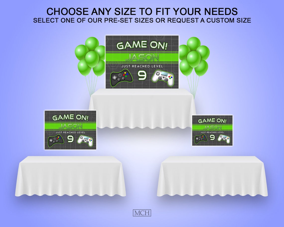 Gamer Party Backdrop Banner, Personalized Video Game on Game Party ...