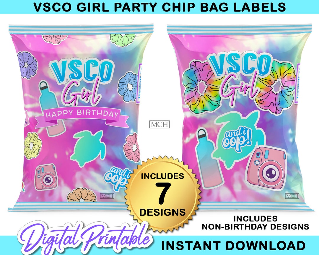 VSCO Girl Party Chip Bag Wrapper Labels, Vscogirl Birthday Vsco Party ...