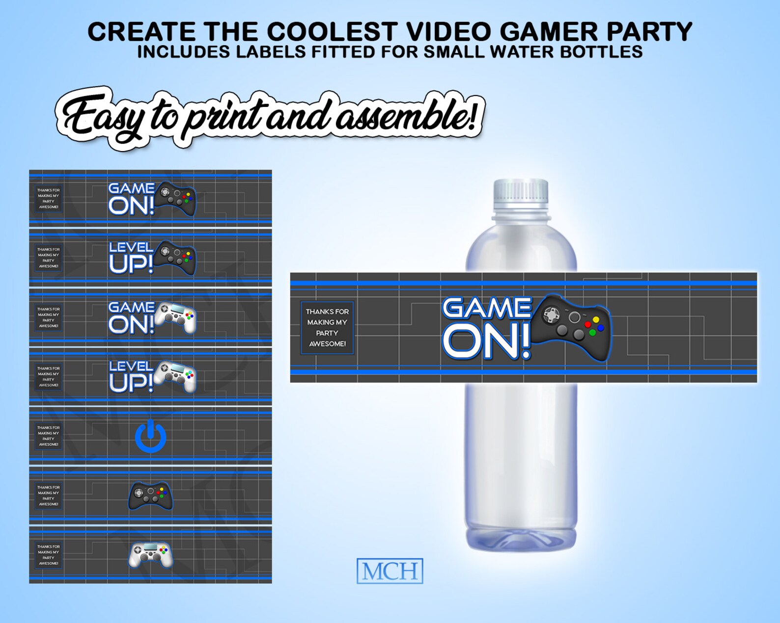 Gamer Party Drink Water Bottle Wrapper Labels Video Game - Etsy