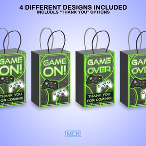 Gamer Party Favor Gift Bag Label Wrap Video Game Party Gaming Birthday ...