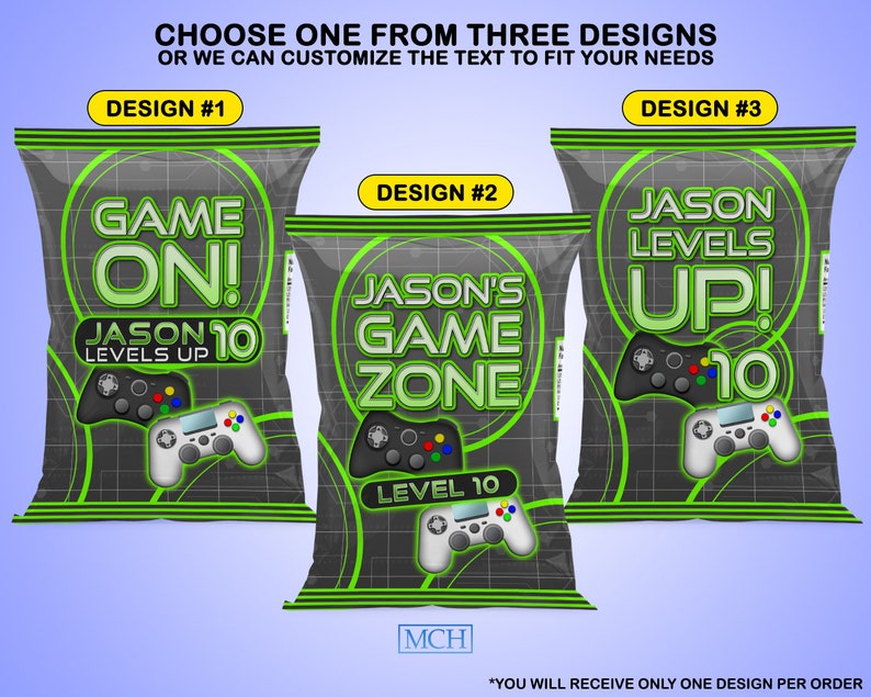 Gamer Party Chip Bag Wrapper Labels Personalized Custom Video - Etsy