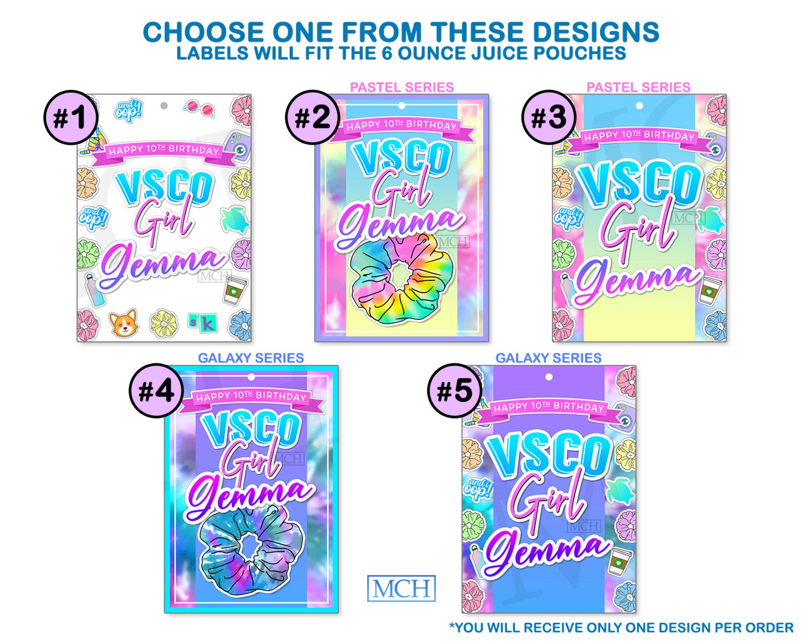 VSCO Girl Party Drink 6 Oz Juice Pouch Wrapper Labels Personalized ...