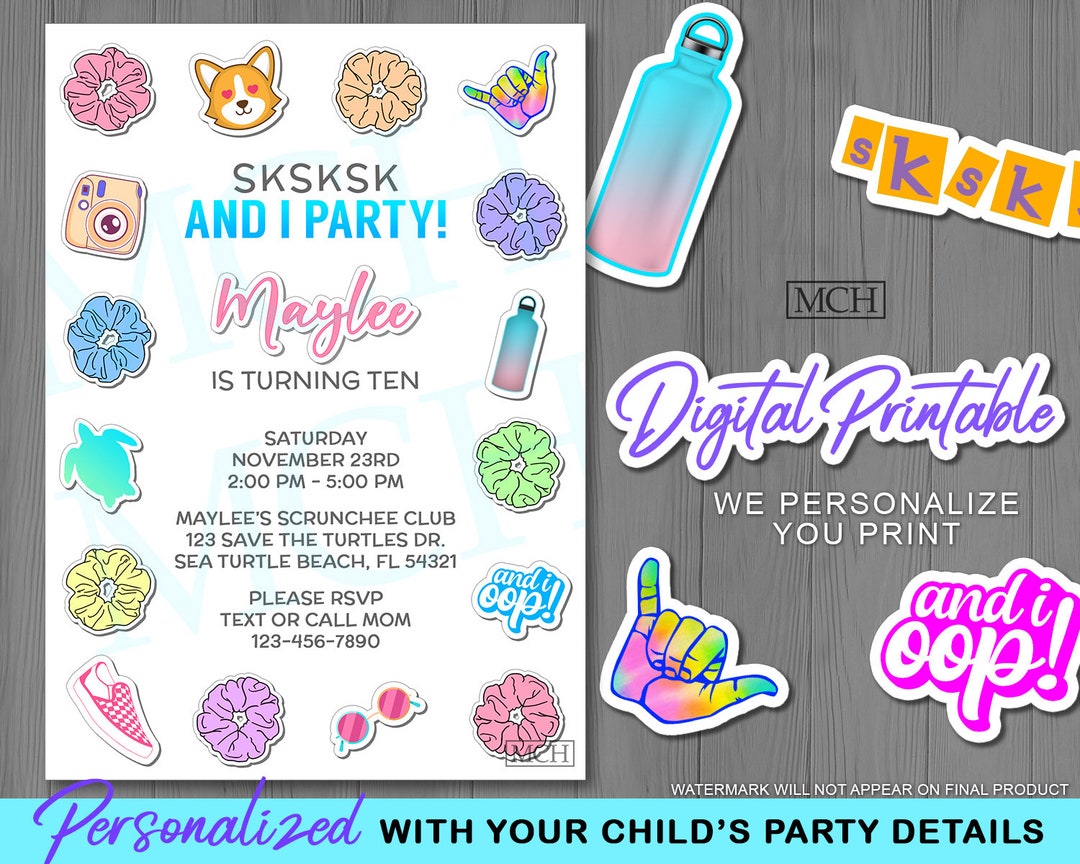 VSCO Girl Invitation Birthday Party, Personalized VSCO Party, Vscogirl ...