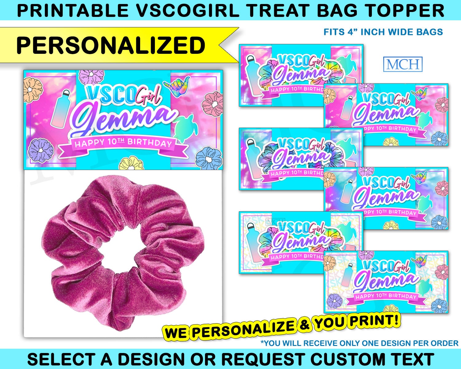 VSCO Girl Party Treat Bag Topper Personalized Custom Vscogirl Birthday ...