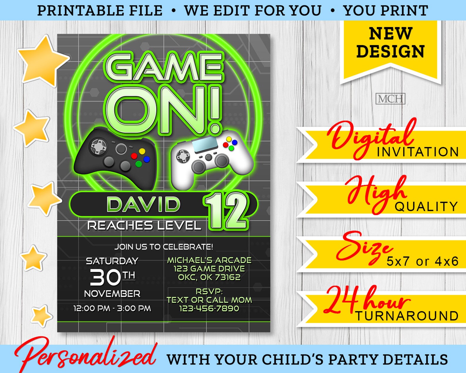 Gamer Party Invitation Personalized Video Game Party Gaming - Etsy