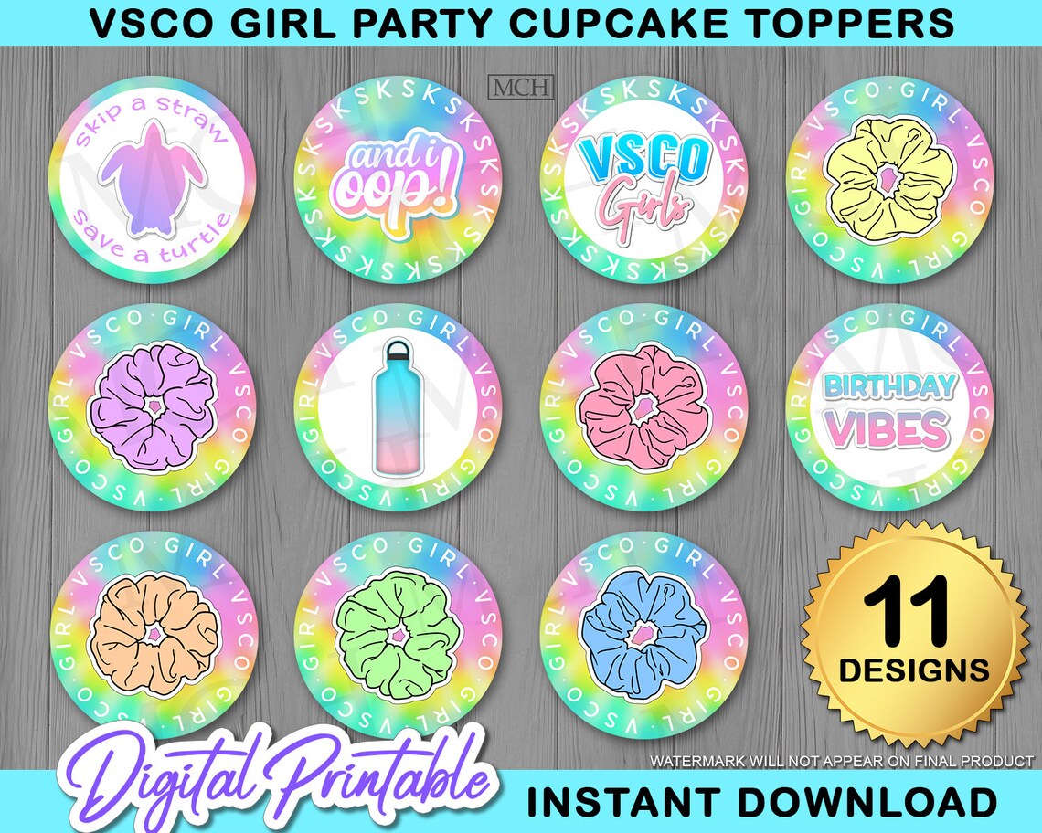 VSCO Girl Party Cupcake Toppers Vscogirl Birthday Vsco Party - Etsy