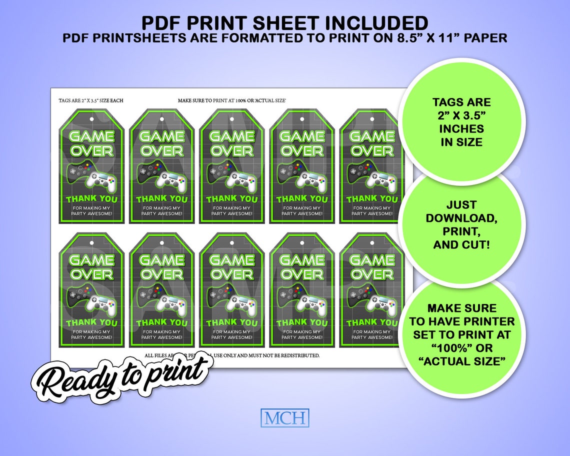 Gamer Party Favor Gift Tags Video Game Party Gaming Birthday - Etsy