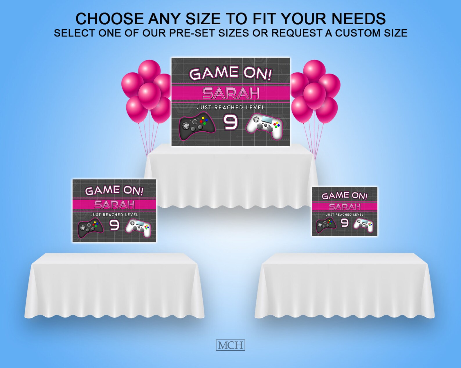 Gamer Party Backdrop Banner, Personalized Video Game on Game Party ...