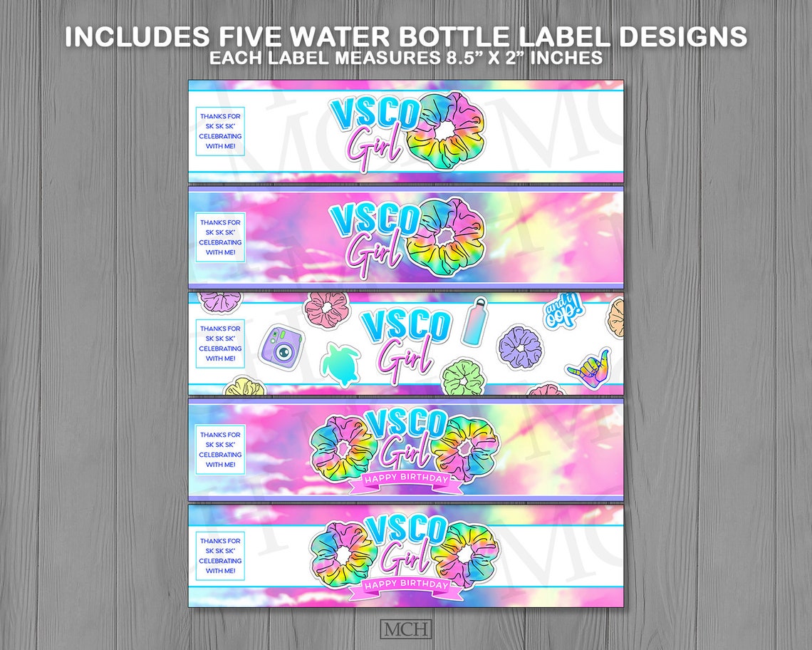 VSCO Girl Party Water Bottle Wrapper Labels, Vscogirl Birthday Vsco ...
