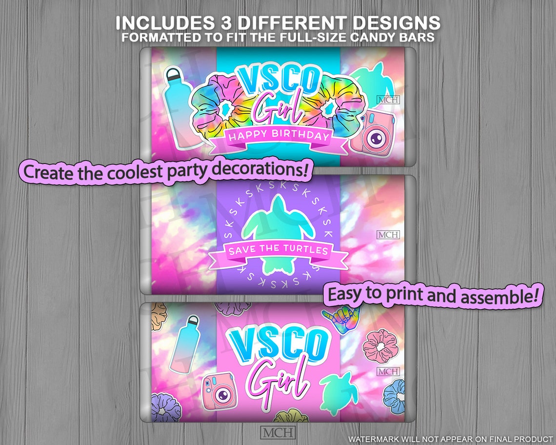 VSCO Girl Party Candy Bar Wrapper Labels Vscogirl Birthday | Etsy