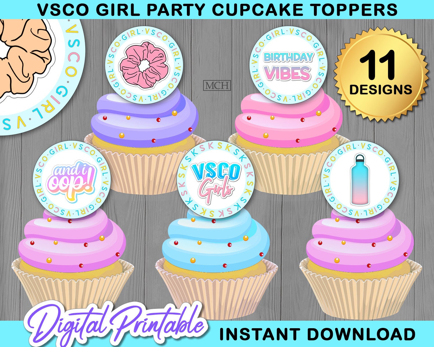 VSCO Girl Party Cupcake Toppers Vscogirl Birthday Vsco Party - Etsy