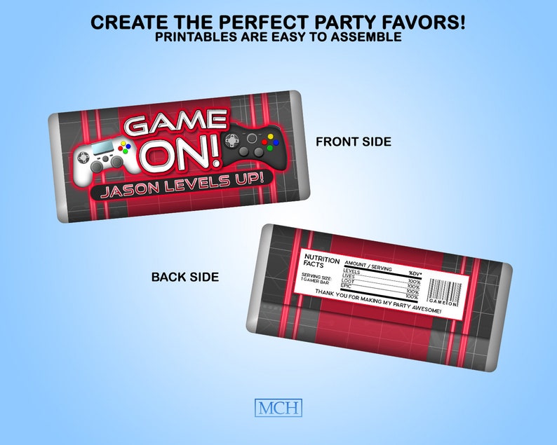 Gamer Party Candy Bar Wrapper Labels Custom Custom Video Game Party ...