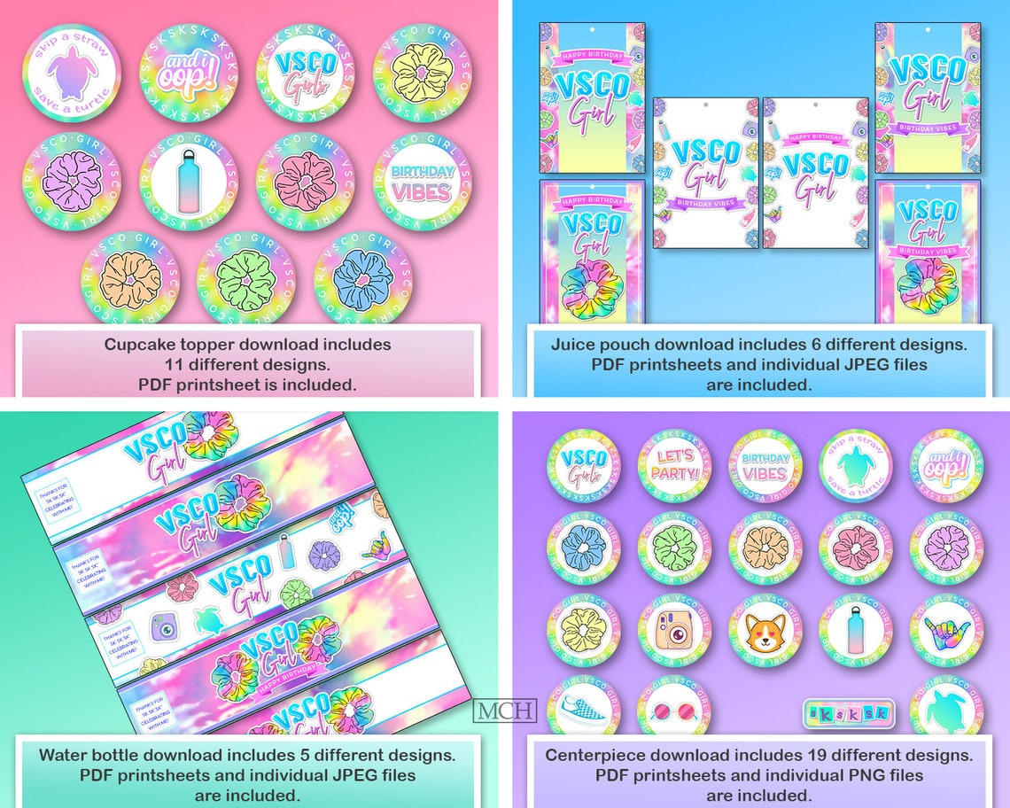 SALE! VSCO Girl Party Pack Bundle Pastel Series Decorations Vscogirl ...