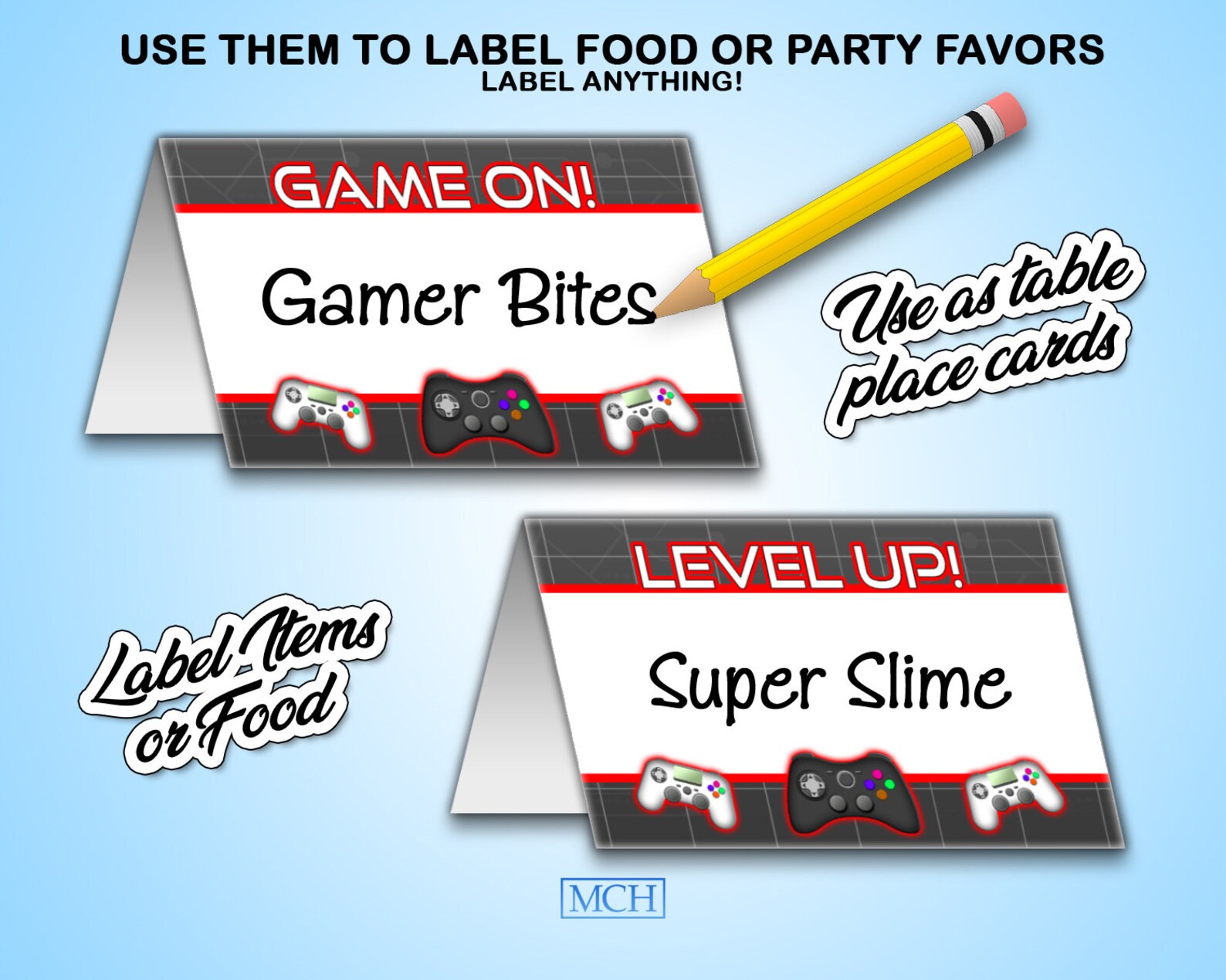 Gamer Party Food Tent Labels Video Game Party Gaming Birthday | Etsy