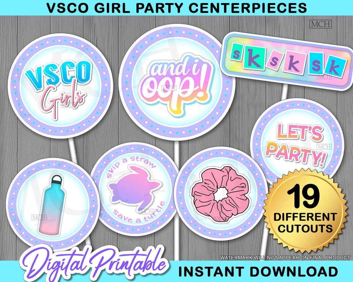 VSCO Girl Party Centerpieces, Vscogirl Birthday Vsco Party Cake Topper ...