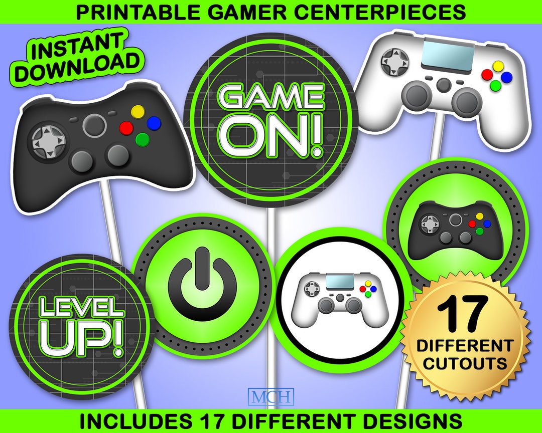 Gamer Party Centerpieces, Video Game Party Birthday Cake Topper ...