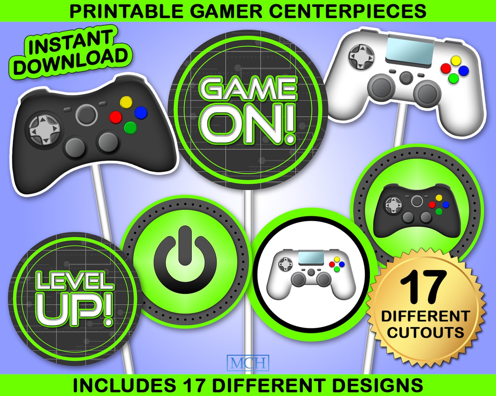 Gamer Party Centerpieces, Video Game Party Birthday Cake Topper ...