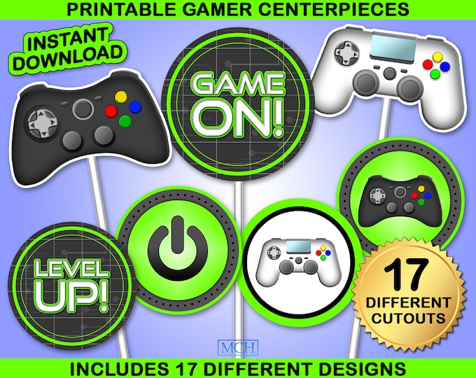 Gamer Party Centerpieces, Video Game Party Birthday Cake Topper ...