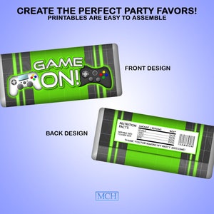 Gamer Party Candy Bar Wrapper Labels, Video Game Party Gaming Chocolate ...
