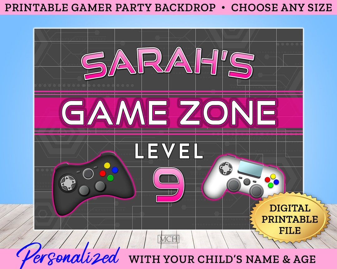 Gamer Party Backdrop Banner, Personalized Video Game on Game Party ...