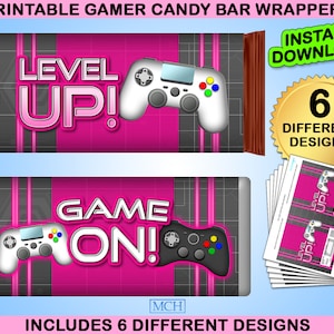 Gamer Party Candy Bar Wrapper Labels, Video Game Party Gaming Chocolate ...