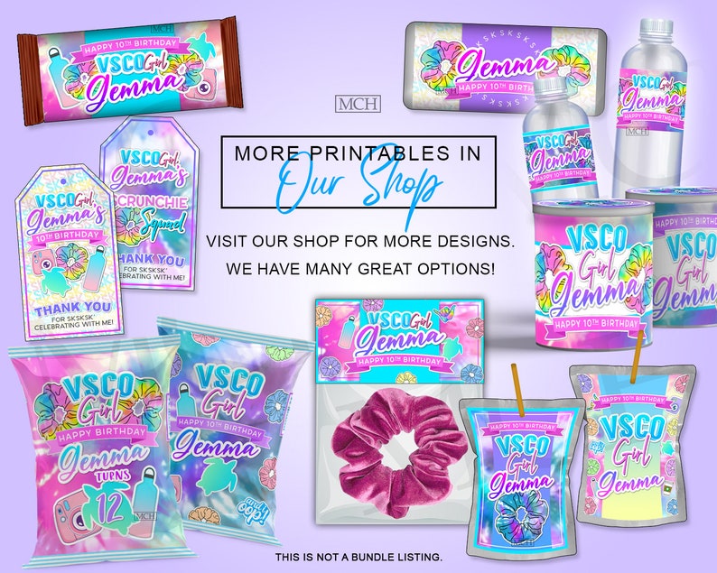 VSCO Girl Party Drink 6 Oz Juice Pouch Wrapper Labels Personalized ...