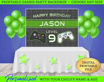Gamer Party Backdrop Banner, Personalized Video Game on Game Party ...