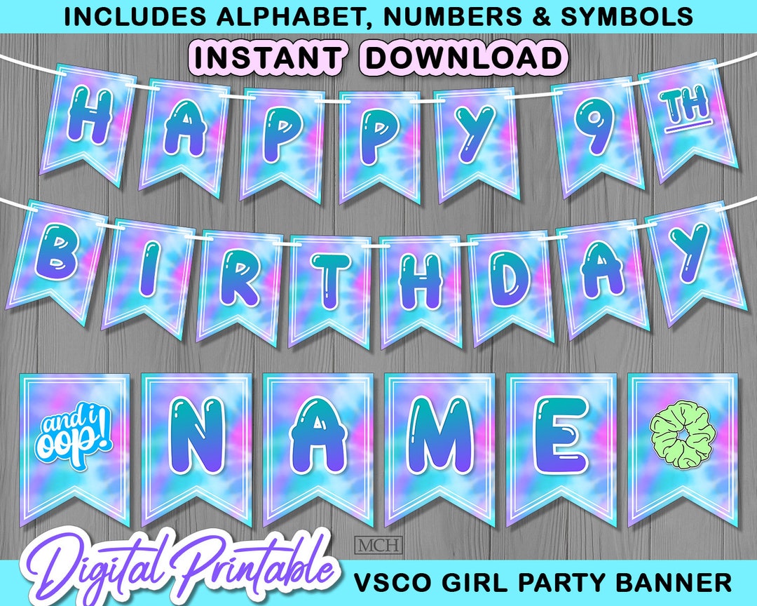 VSCO Girl Party Banner, Vscogirl Birthday Vsco Party Backdrop ...