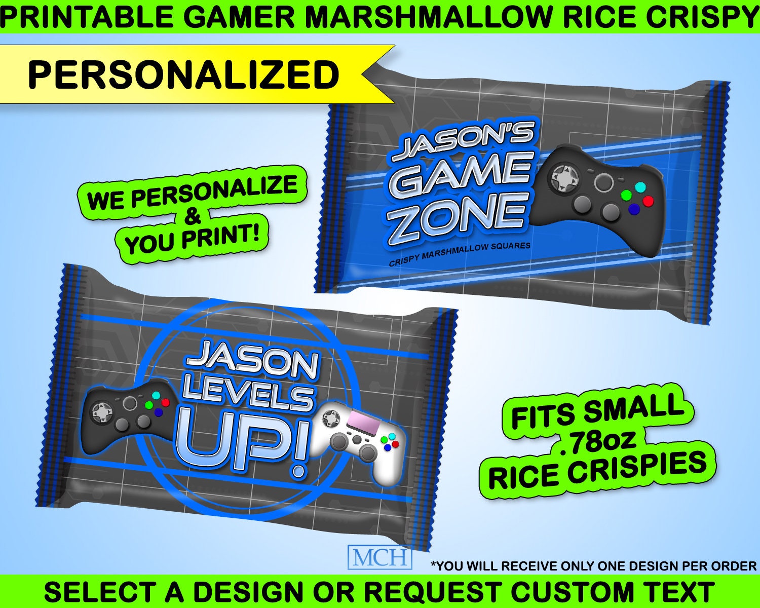 Gamer Party Rice Krispies Treat .78 Oz Labels & Wrap - Etsy
