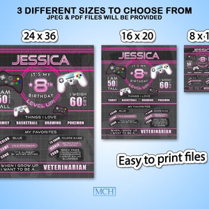 Gamer Milestone Poster, Personalized Video Game Party Gaming Birthday ...