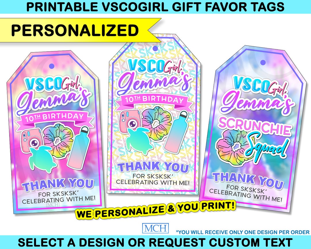 VSCO Girl Party Favor Gift Tags Personalized Custom Vscogirl Birthday ...