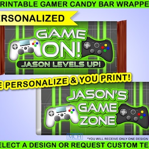 Gamer Party Candy Bar Wrapper Labels Personalized Custom Video Game ...