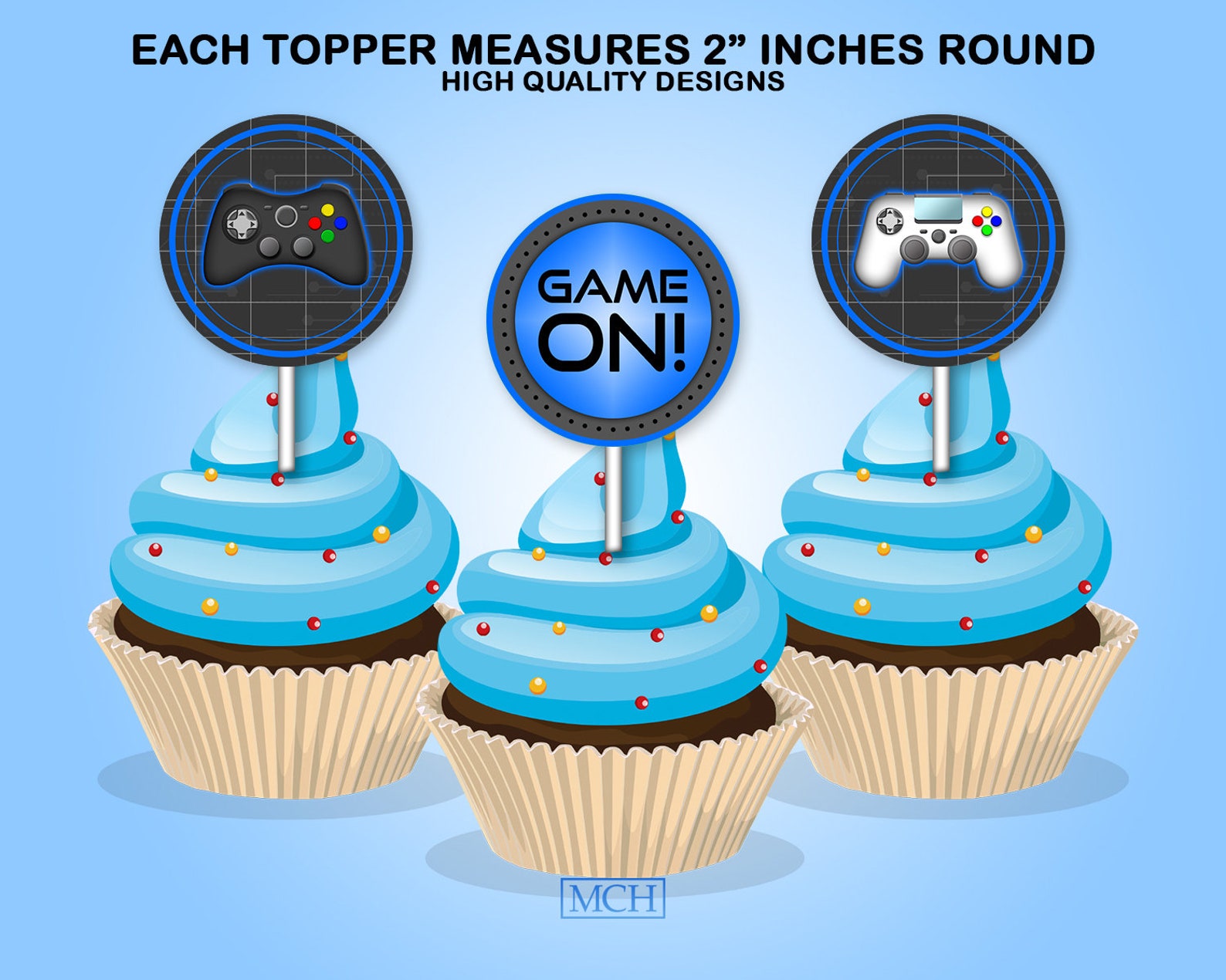 Gamer Party Cupcake Toppers Video Game Party Gaming Treat | Etsy