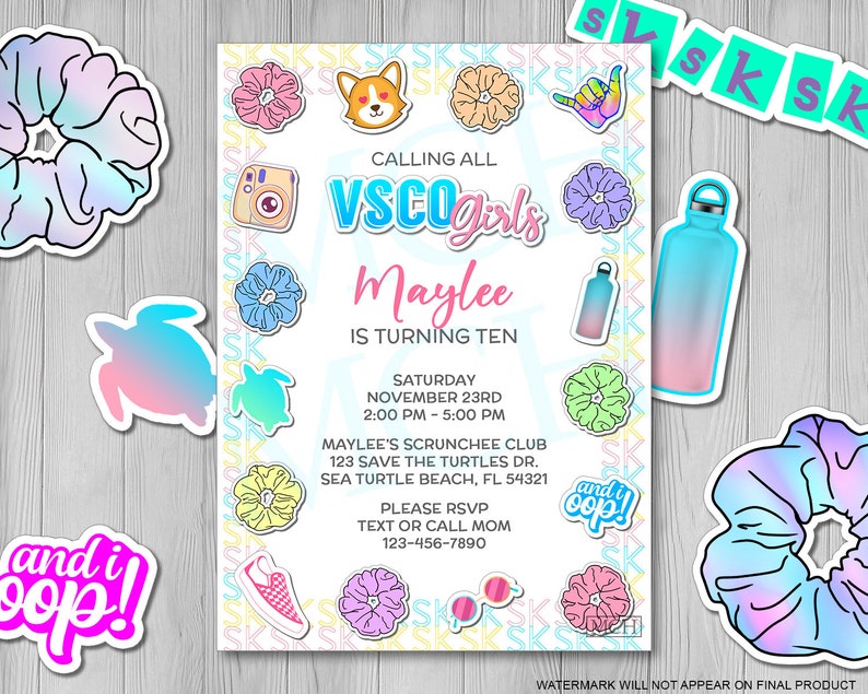 VSCO Girl Invitation Birthday Party Personalized VSCO Party - Etsy