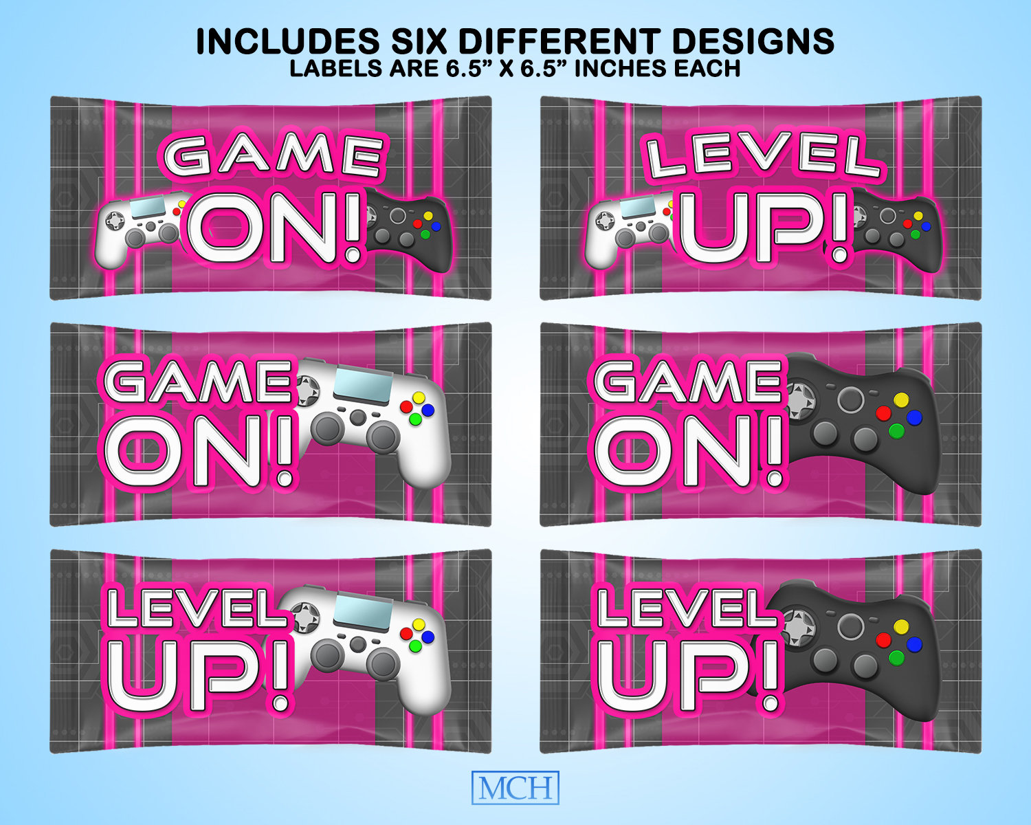 Gamer Party Candy Bag Wrapper Labels M&M Skittles Reeses Video Game ...