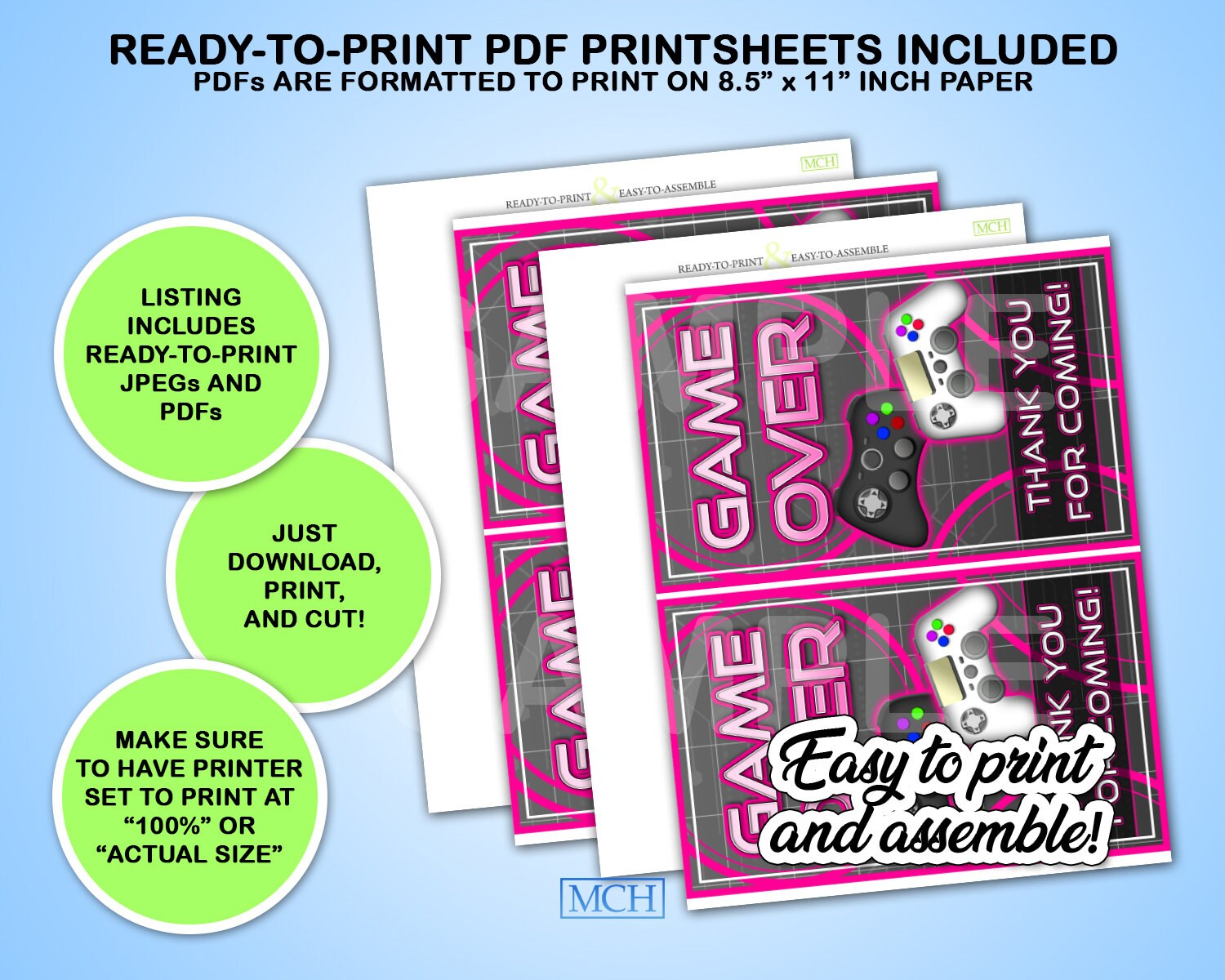 Gamer Party Favor Gift Bag Label Wrap Video Game Party Gaming Birthday ...