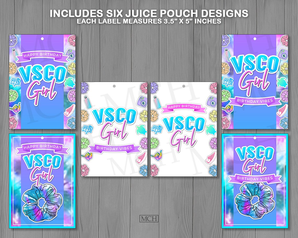 VSCO Girl Party Drink 6 Oz. Juice Pouch Wrapper Labels | Etsy