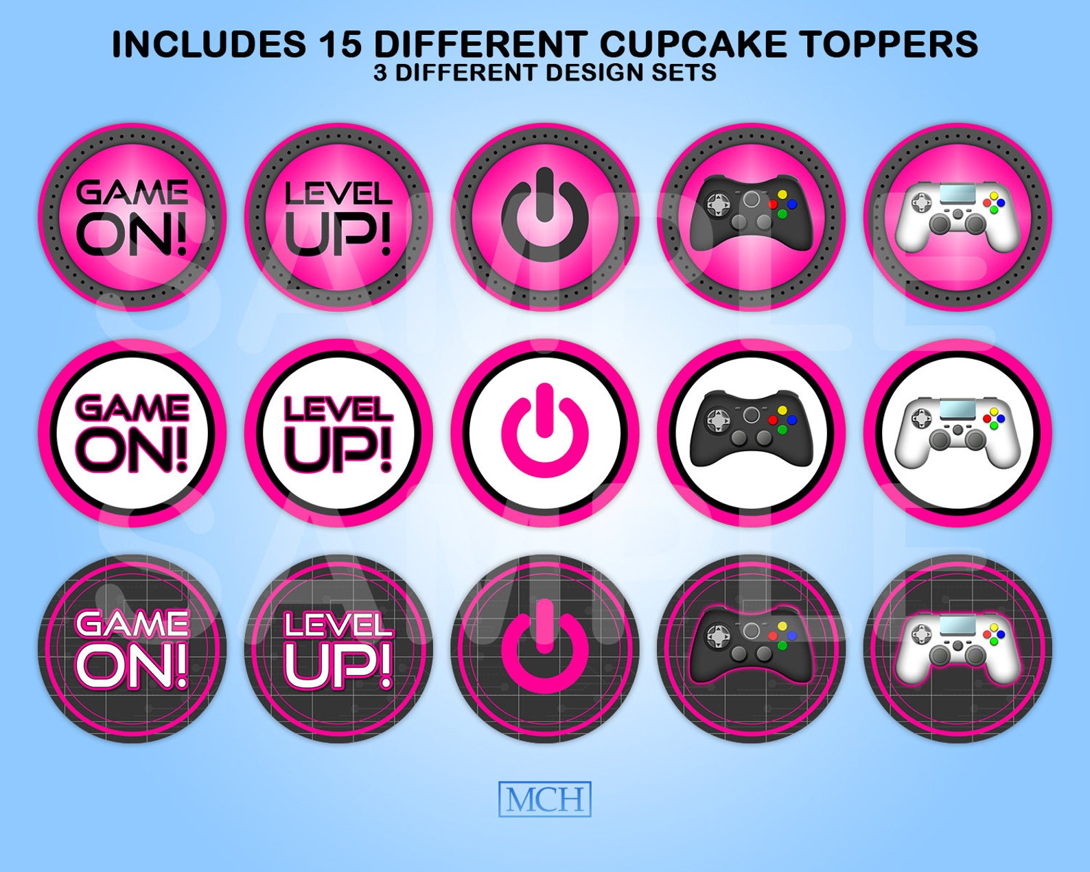 Gamer Party Cupcake Toppers, Video Game Party Gaming Treat Snacks ...