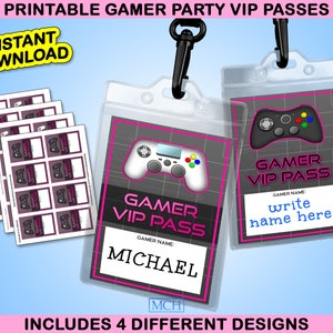 Gamer VIP Party Passes, V.I.P. Cards, Birthday Party Passes, Video Game ...