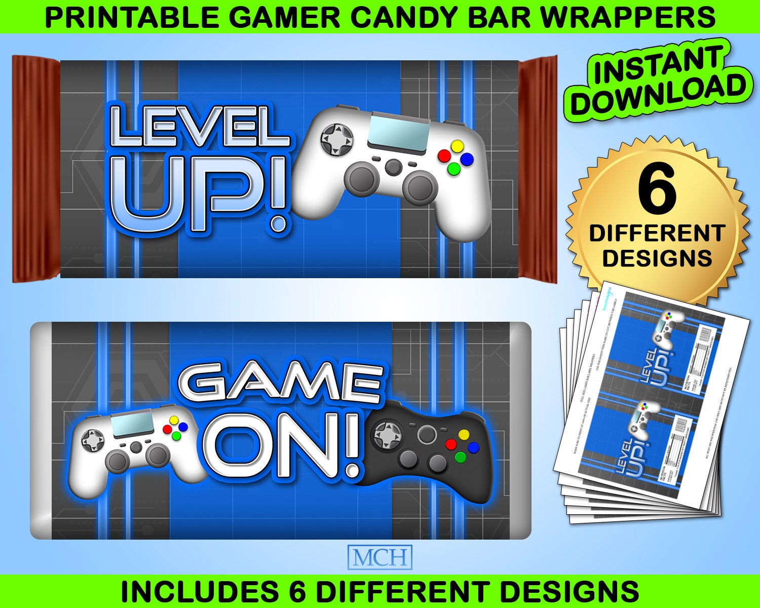 Gamer Party Candy Bar Wrapper Labels, Video Game Party Gaming Chocolate ...
