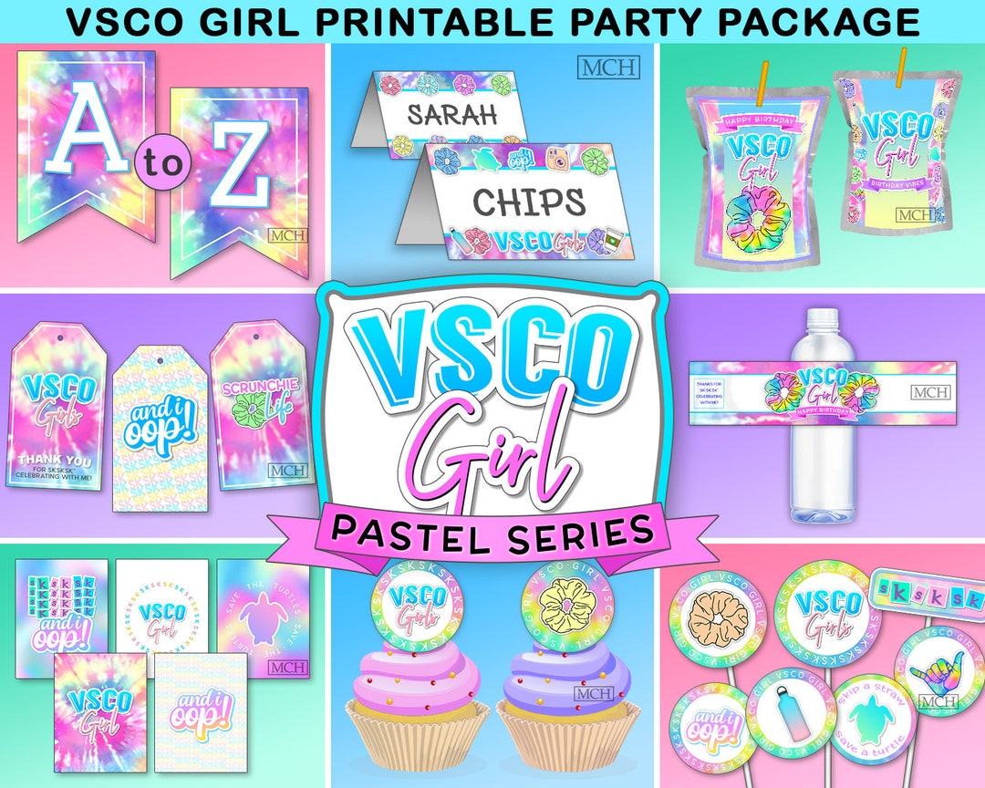 SALE! VSCO Girl Party Pack Bundle Pastel Series Decorations Vscogirl ...