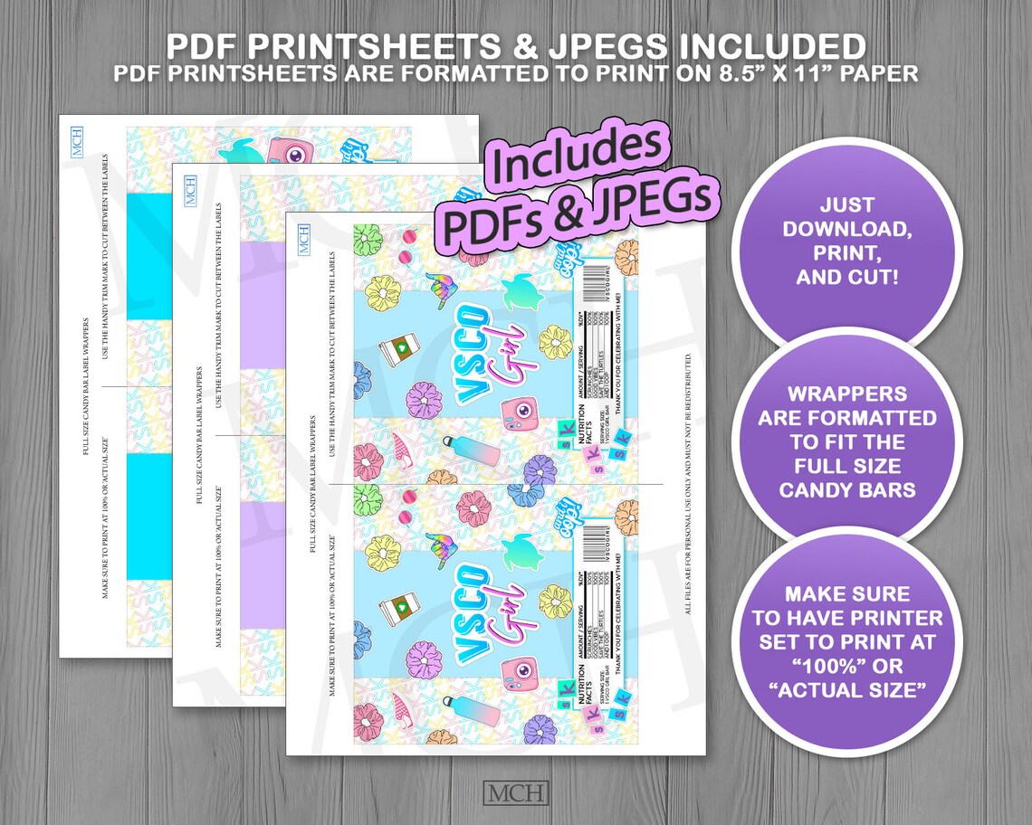 VSCO Girl Party Candy Bar Wrapper Labels, Vscogirl Birthday Vsco Party ...