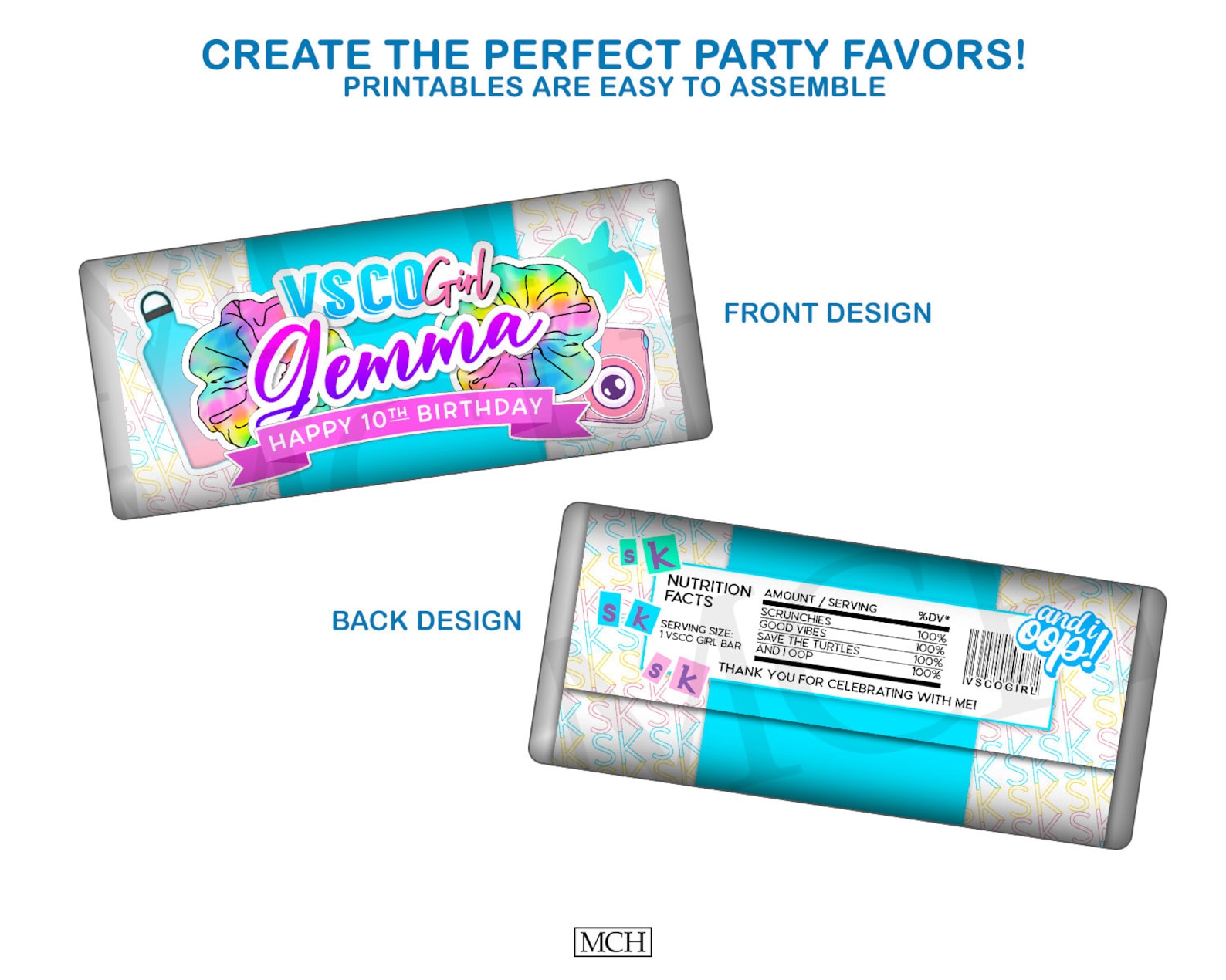 VSCO Girl Party Candy Bar Wrapper Labels Personalized Custom Vscogirl ...