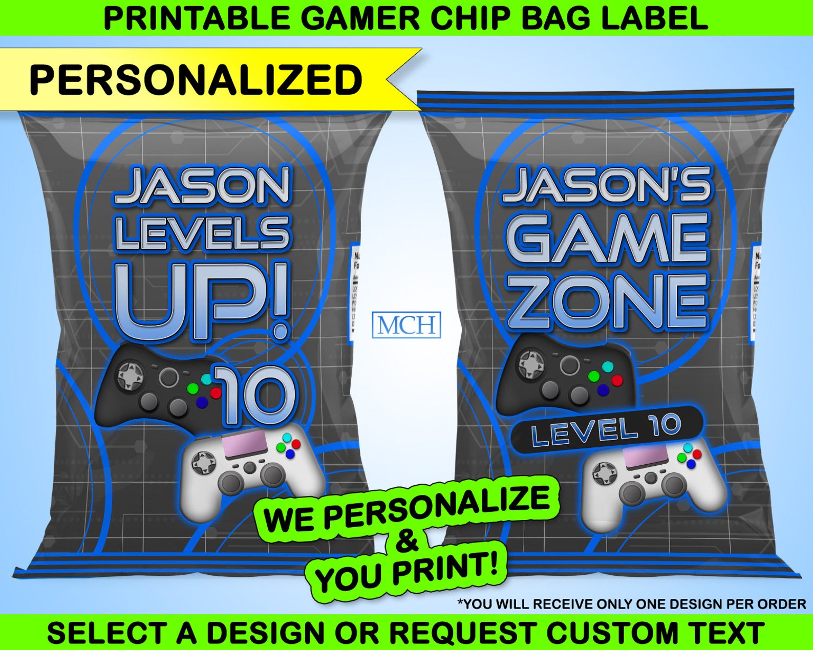 Gamer Party Chip Bag Wrapper Labels Personalized, Custom Video Game ...