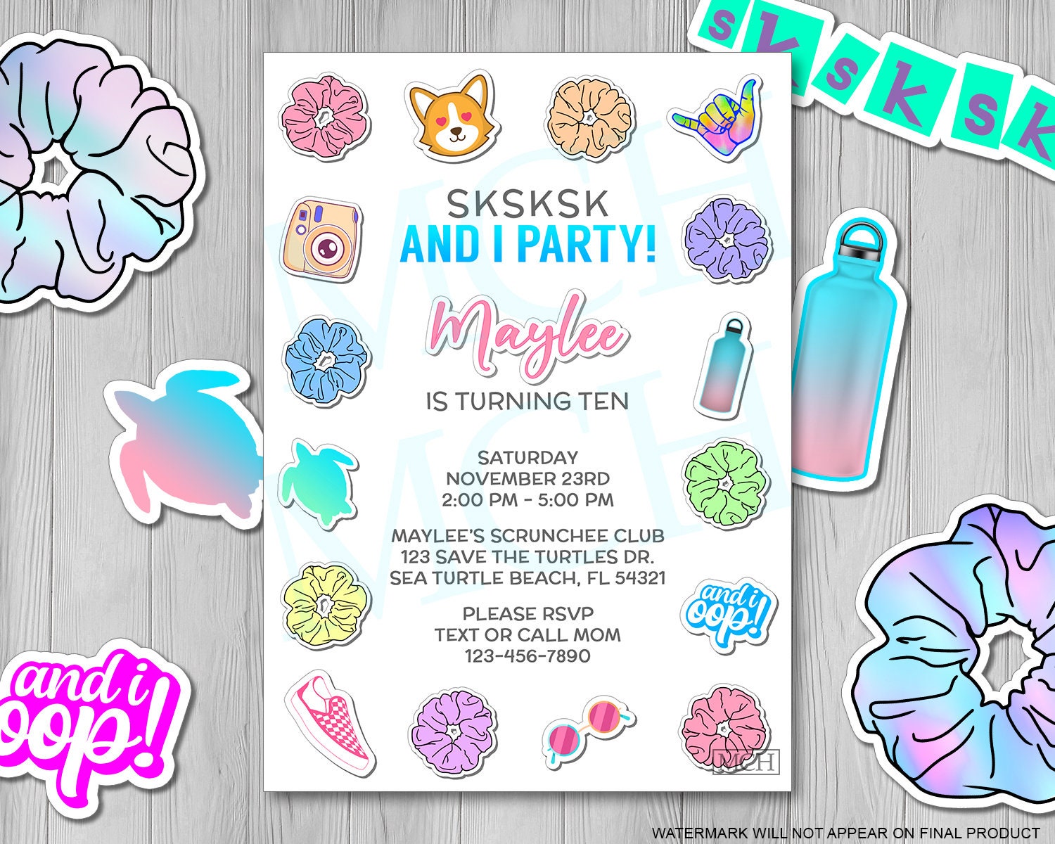 VSCO Girl Invitation Birthday Party, Personalized VSCO Party, Vscogirl ...