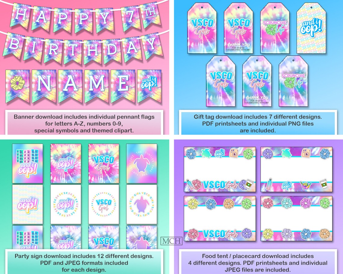 SALE! VSCO Girl Party Pack Bundle Pastel Series Decorations Vscogirl ...