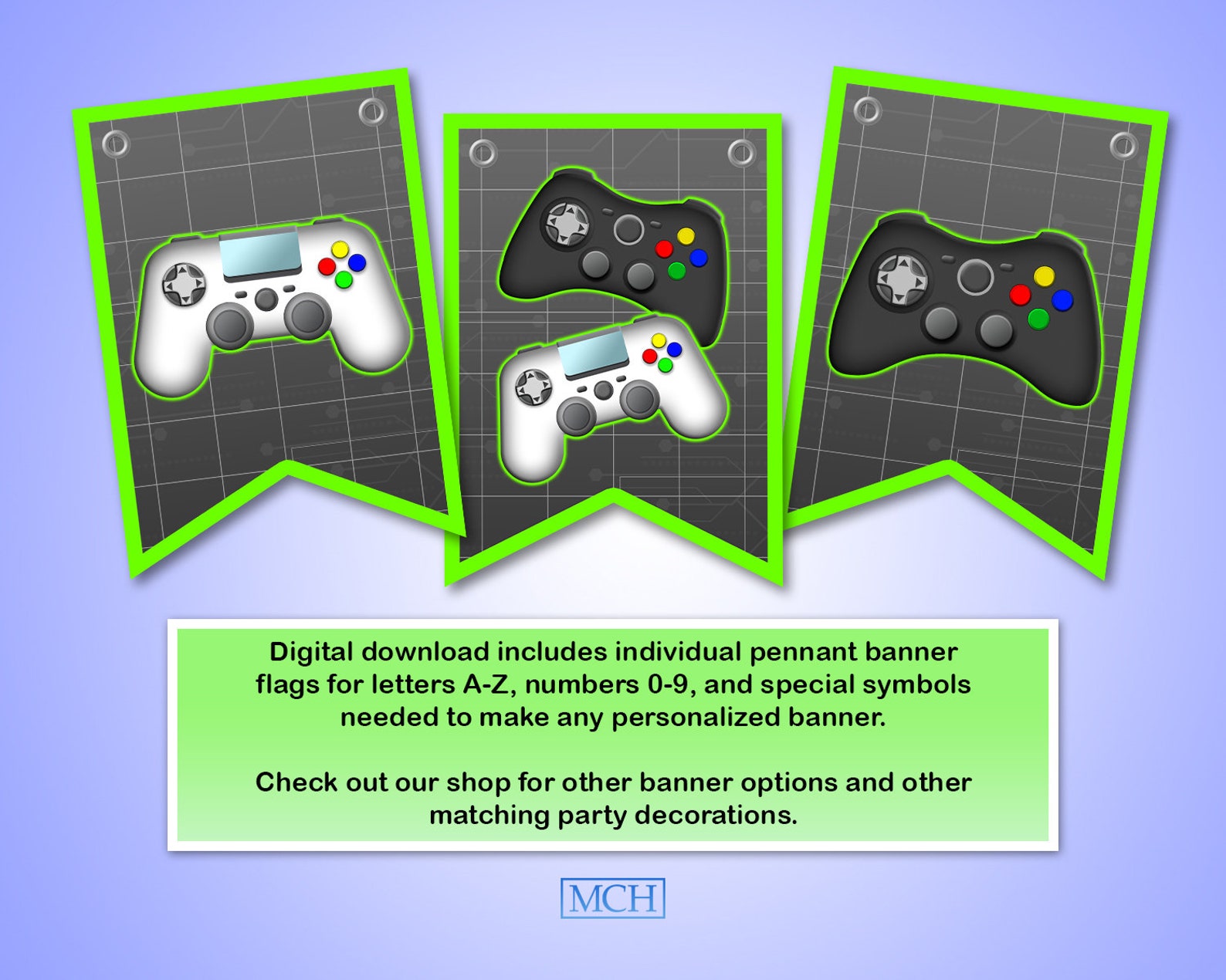 Gamer Party Banner, Video Game Truck Gaming Backdrop Birthday Party ...