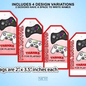 Gamer Party Favor Gift Tags, Video Game Party Gaming Birthday Food ...